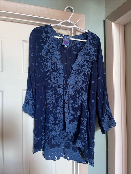 Johnny Was | Tops | Johnny Was Traci Kimono In Navy Blue | Poshmark